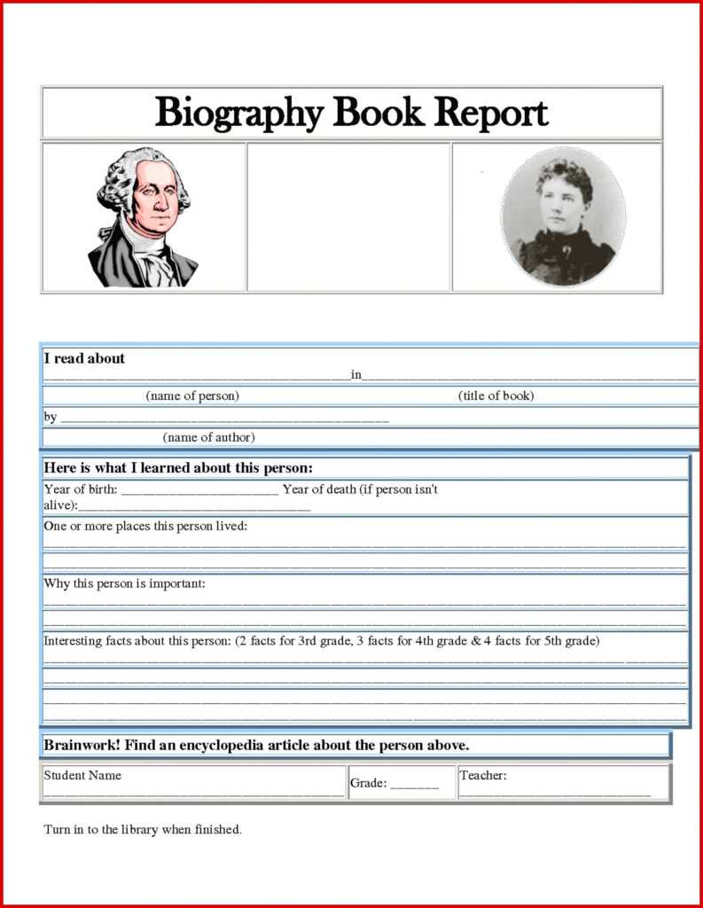 006 One Page Book Report Template New Awesome Author Within Biography ...