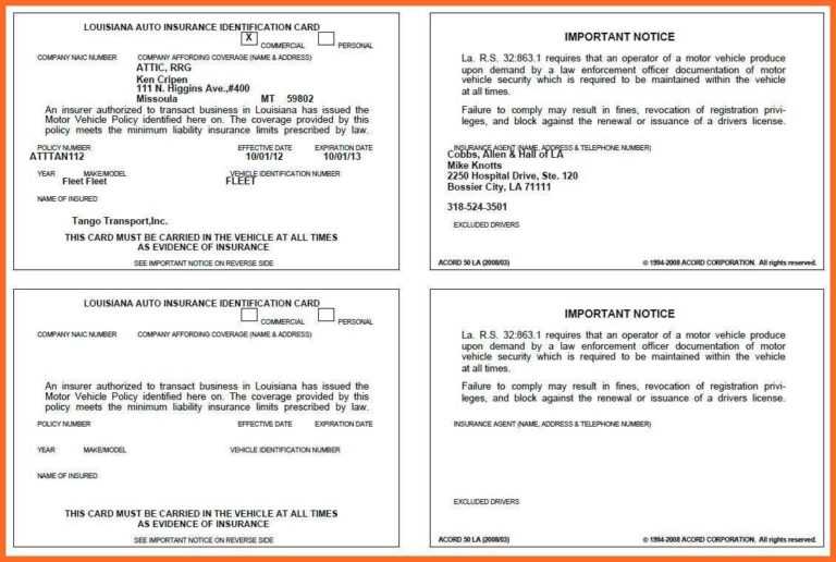 008 Auto Insurance Card Template Pdf Ideas Progressive with Auto ...