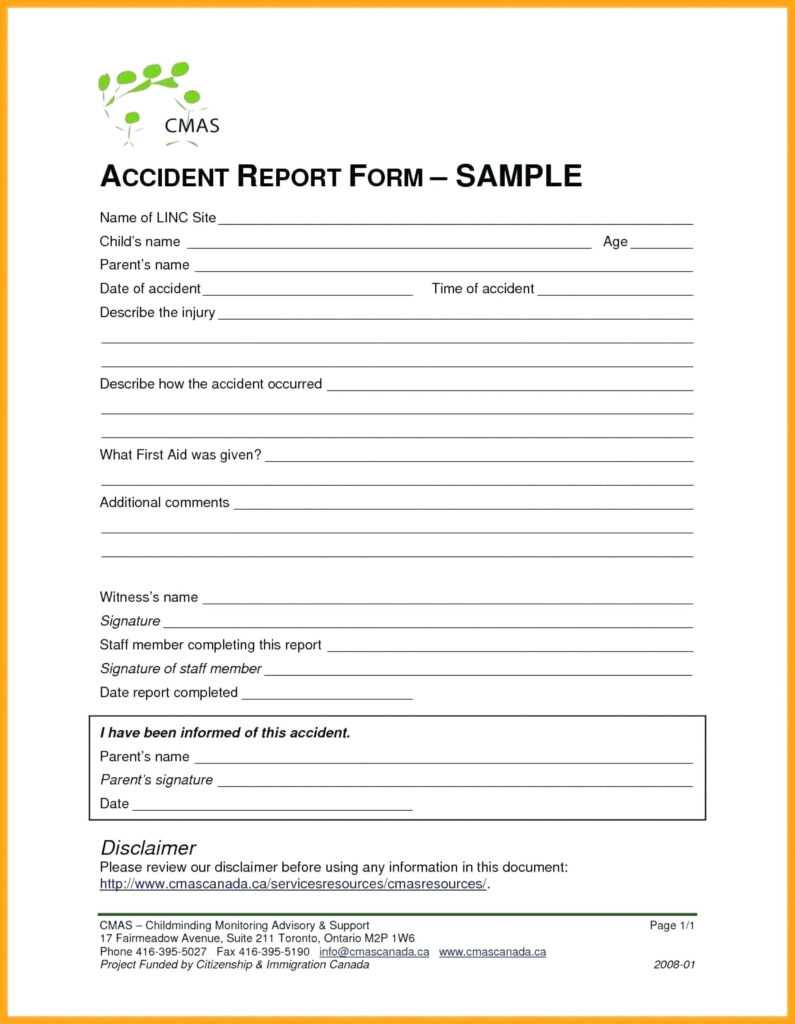 011 Accident Report Forms Template Ideas Daycare Child Care intended ...