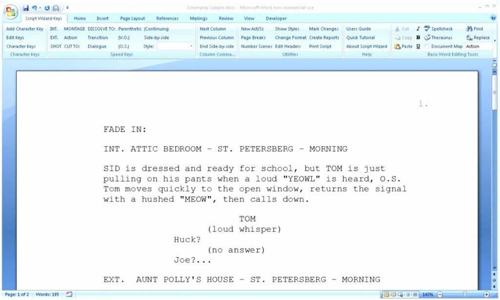 011 Script Word Template 145956 Microsoft Screenplay Best for Microsoft ...