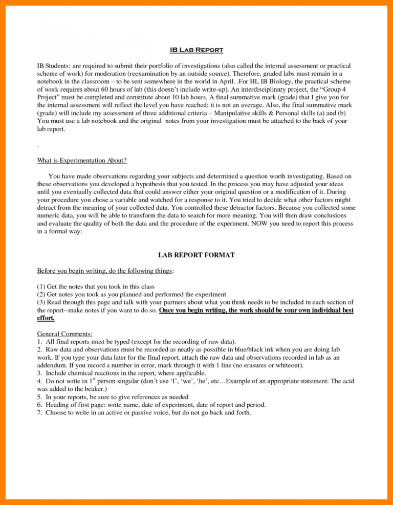 012 Biology Lab Report Example Examples Template Outstanding for Ib Lab ...