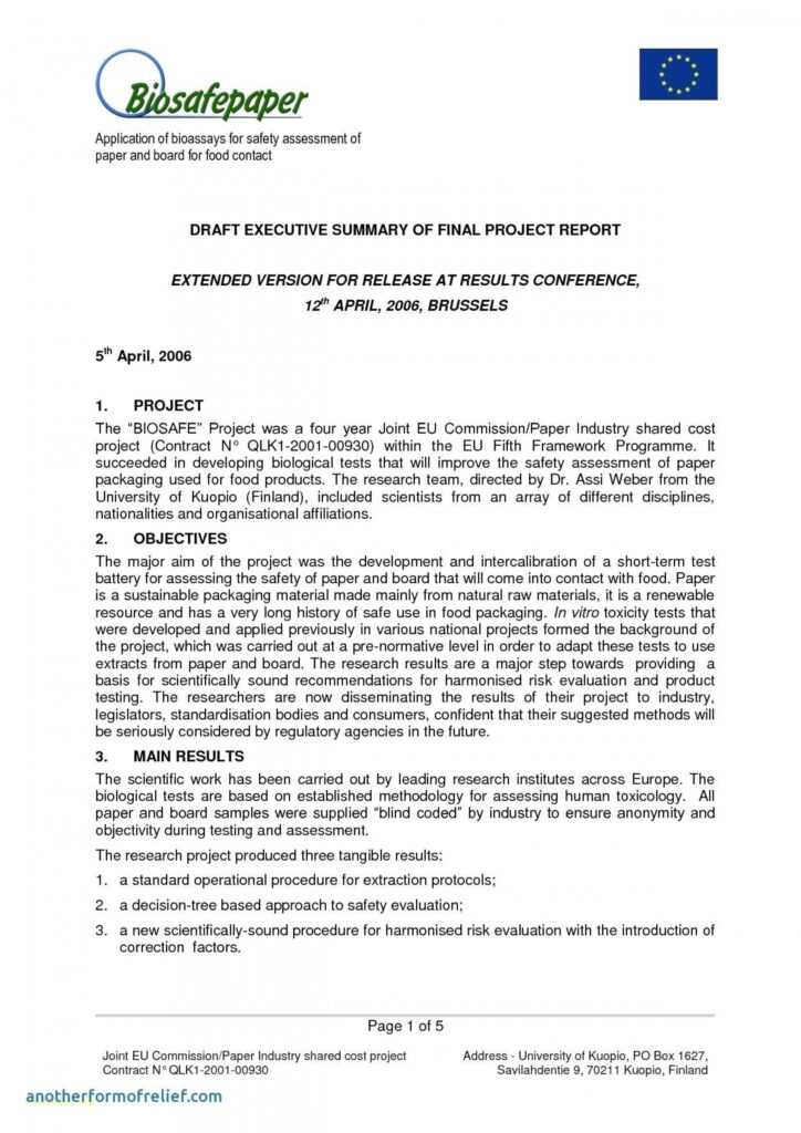 014 One Page Status Report Template Best Executive Summary in ...