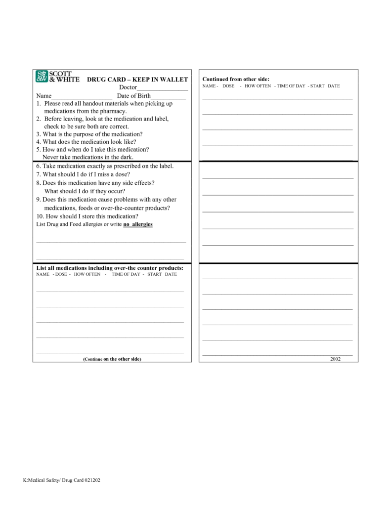 020 Printable Medication List Wallet Card 194769 Nursing intended for ...