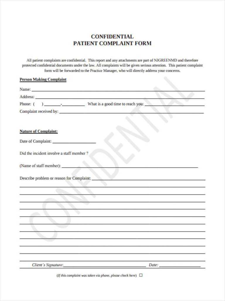 12 Patient Complaint Form Samples – Free Sample, Example inside Patient ...