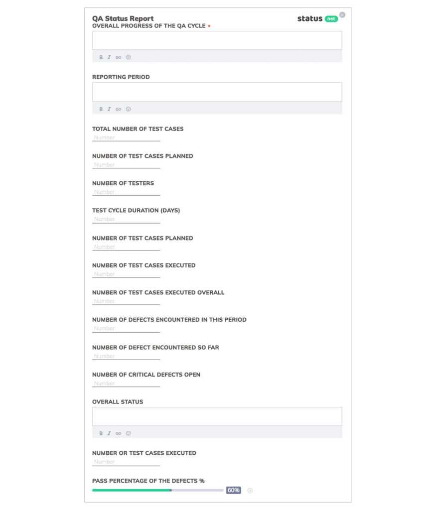 Test Case Execution Report Template