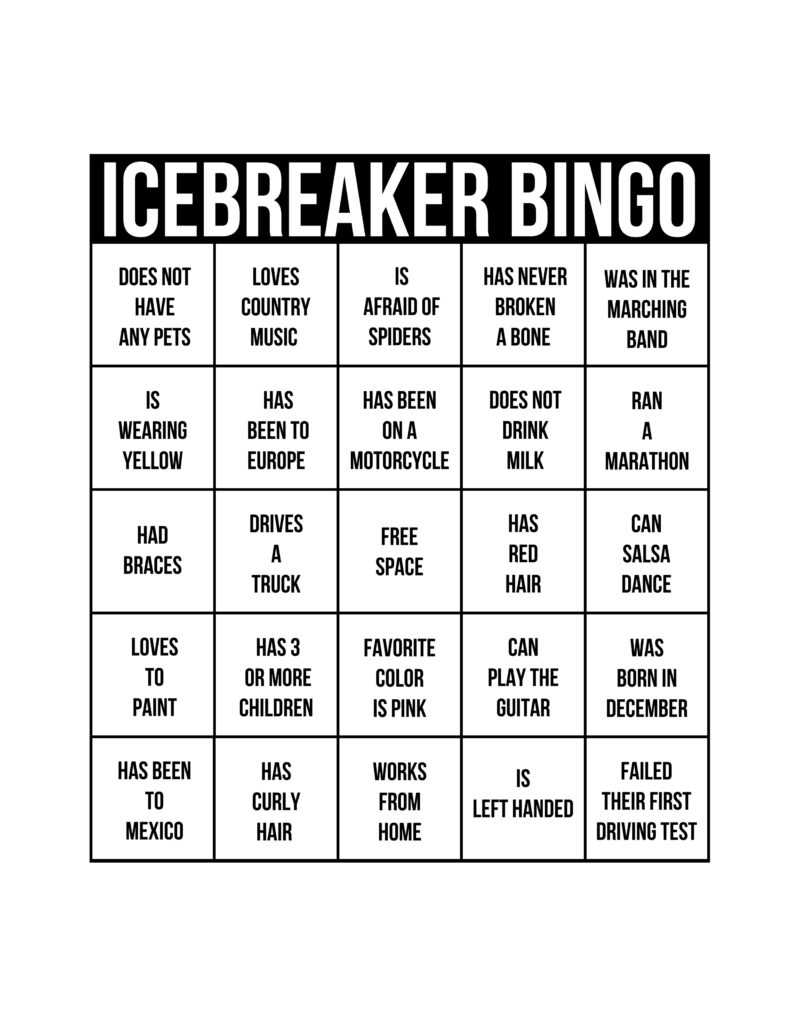 24 Images Of Icebreaker Bingo Game Template For Work Within Ice Breaker 