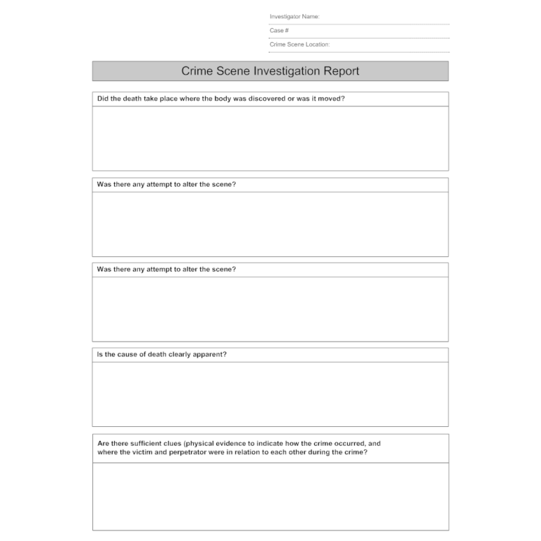 Crime Scene Report Template – Atlantaauctionco.com