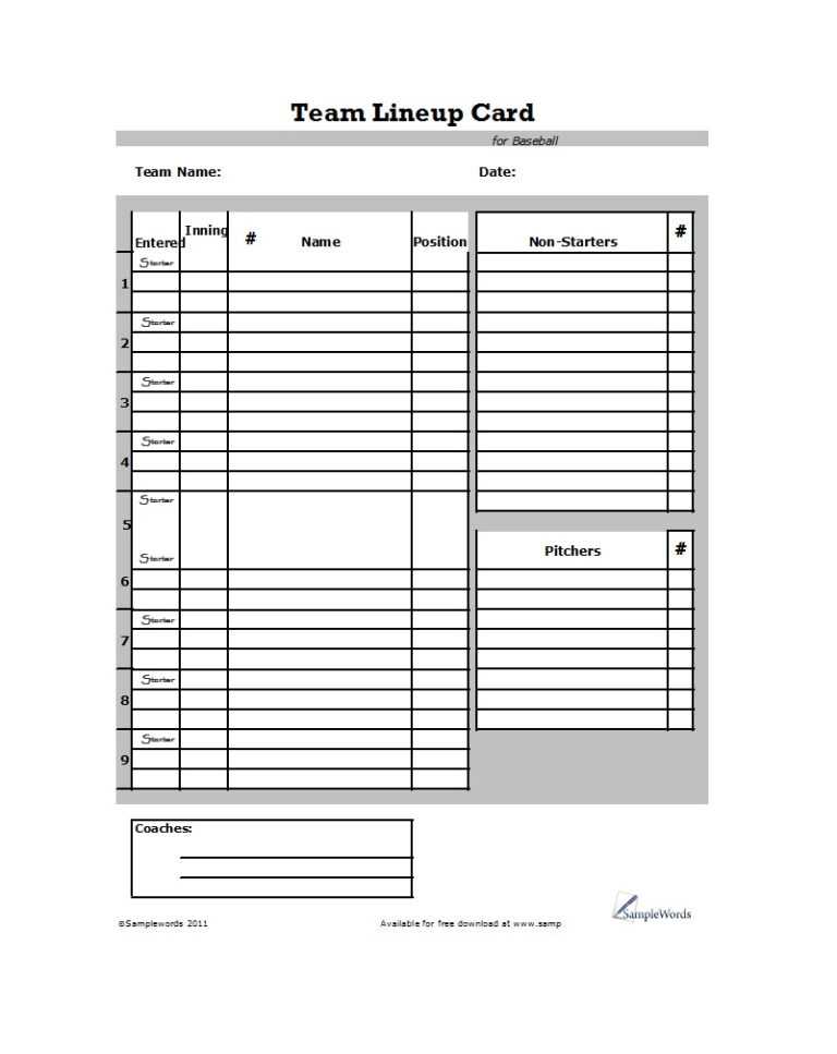 33 Printable Baseball Lineup Templates [Free Download] ᐅ with regard to ...