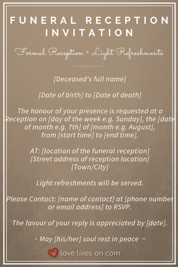 39 Best Funeral Reception Invitations | Funeral Reception pertaining to ...