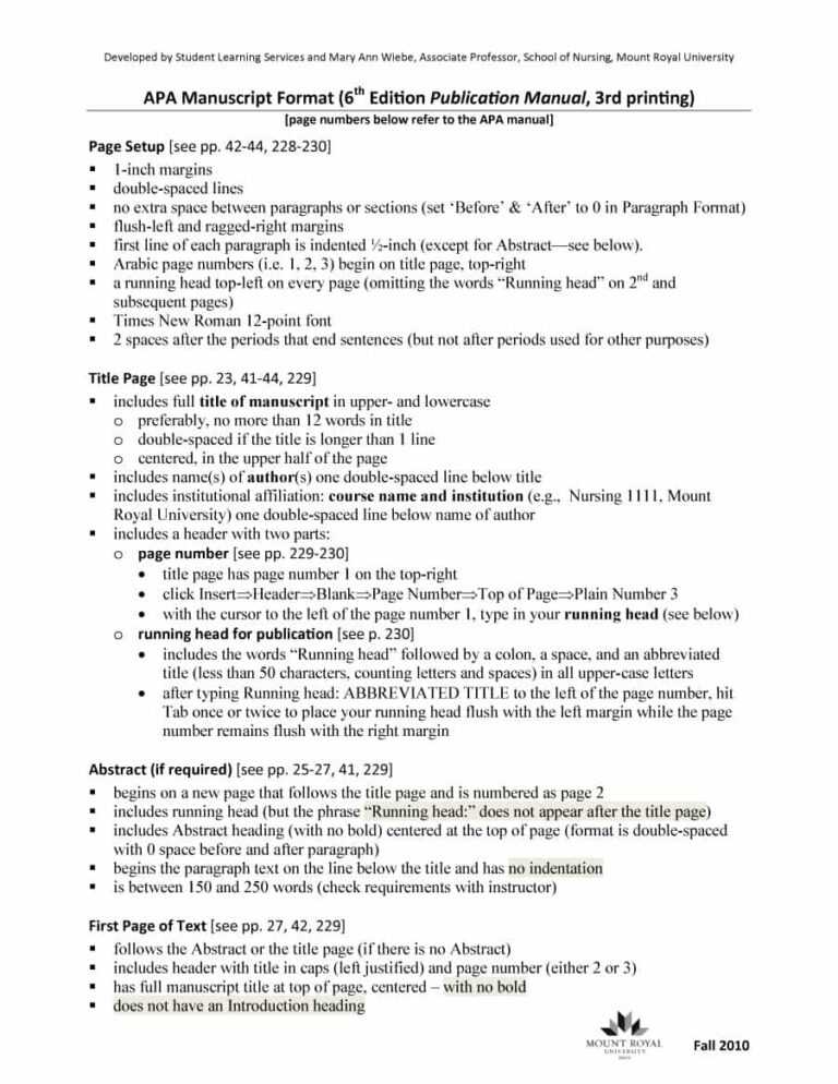 40+ Apa Format / Style Templates (In Word & Pdf) ᐅ Template Lab in Apa ...