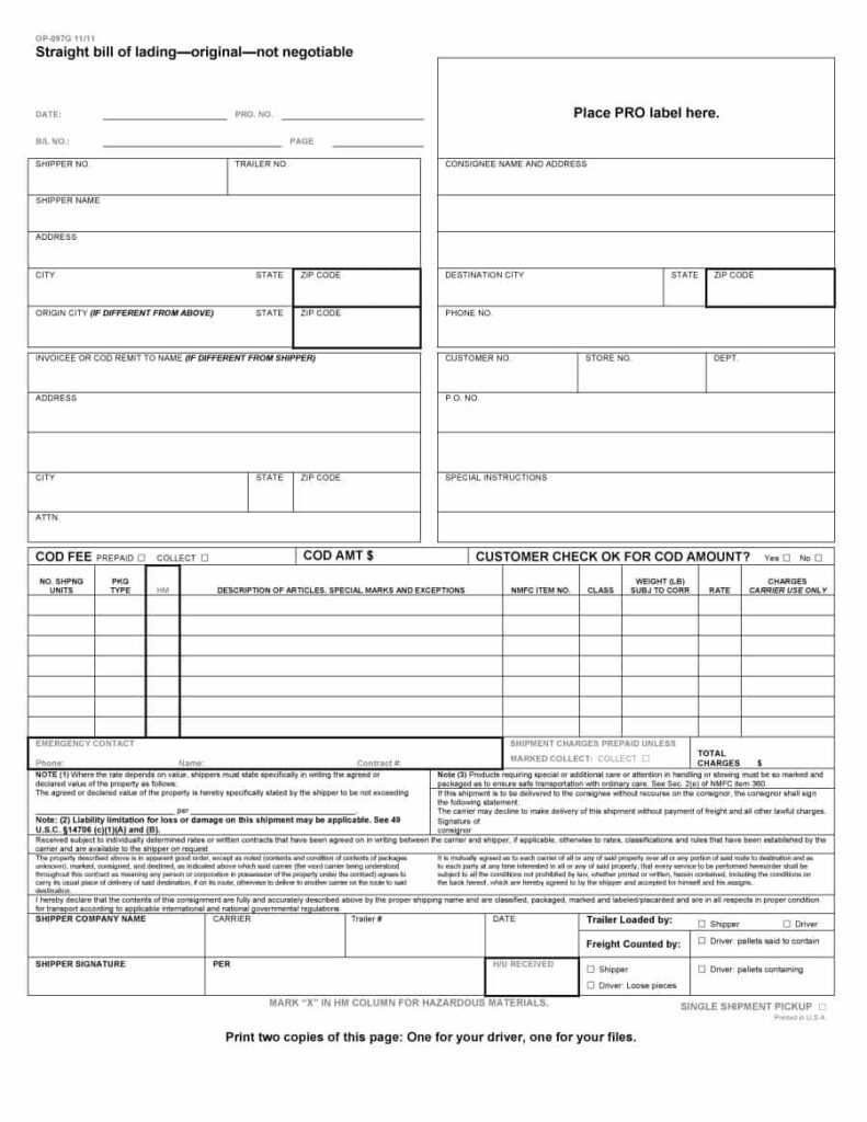 40 Free Bill Of Lading Forms & Templates ᐅ Template Lab regarding Blank ...