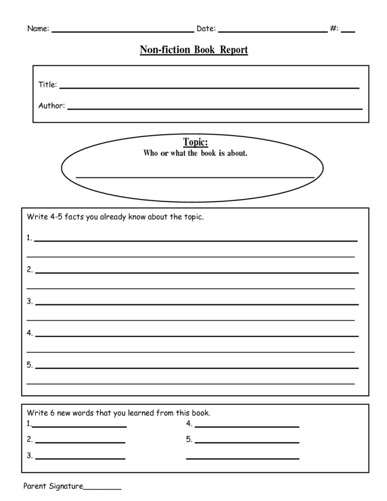 4Th Grade Book Report Template | Glendale Community with regard to ...