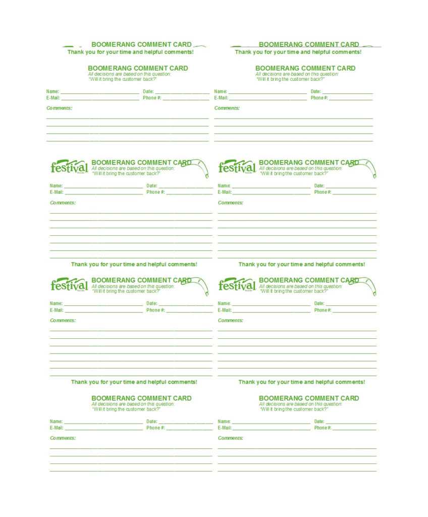 50 Printable Comment Card & Feedback Form Templates ᐅ inside Comment ...