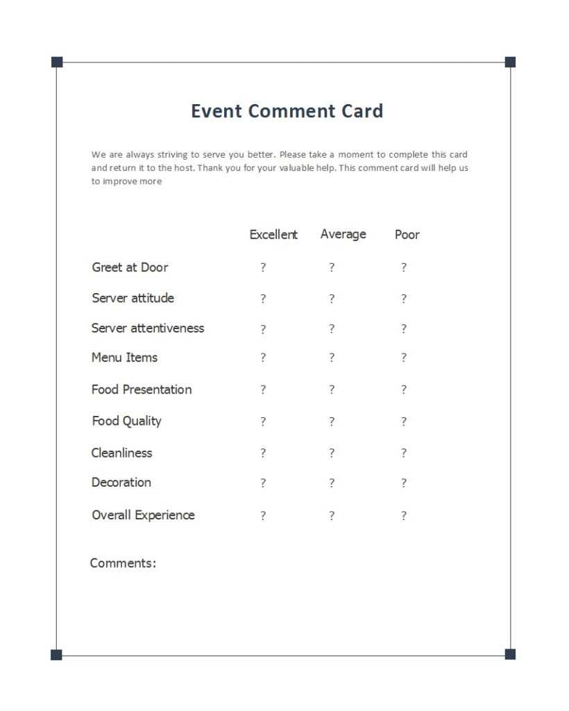 50 Printable Comment Card & Feedback Form Templates ᐅ with regard to ...