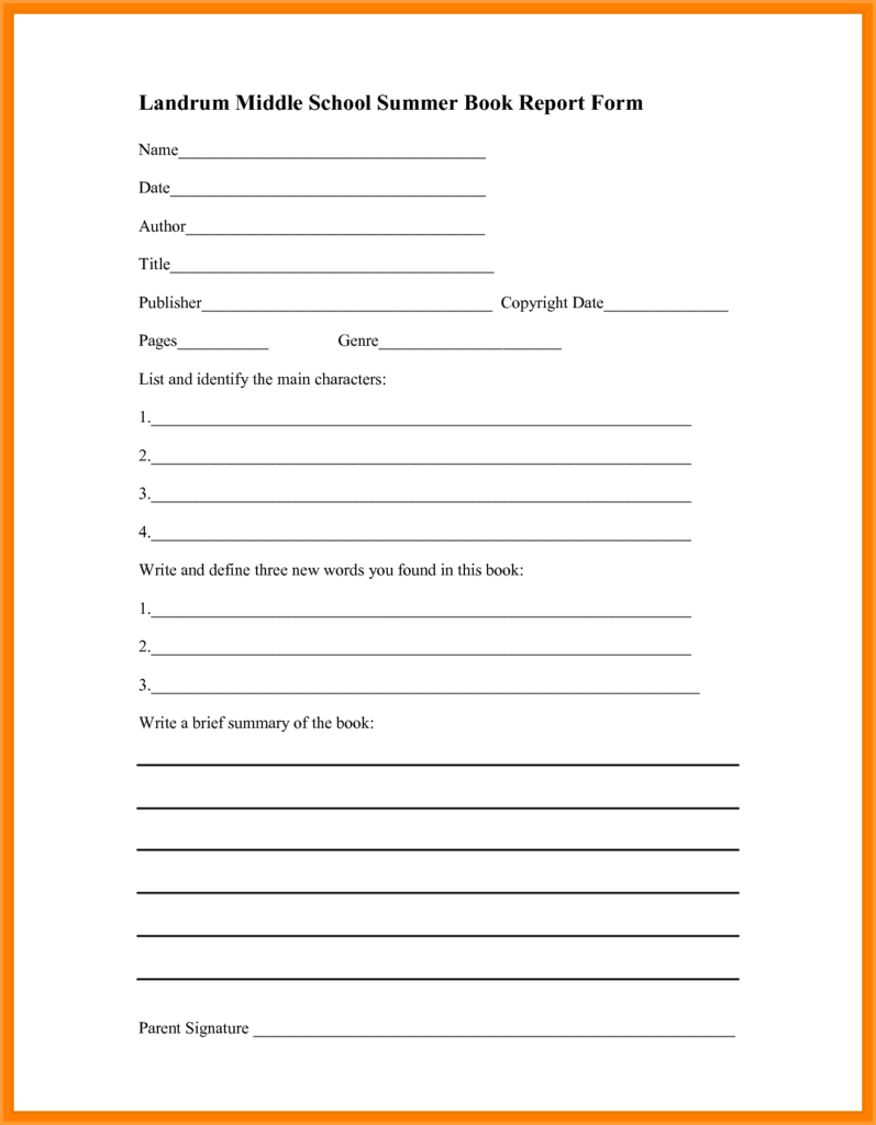 6+ Book Report Template Middle School | Types Of Letter within Book Report Template Middle ...
