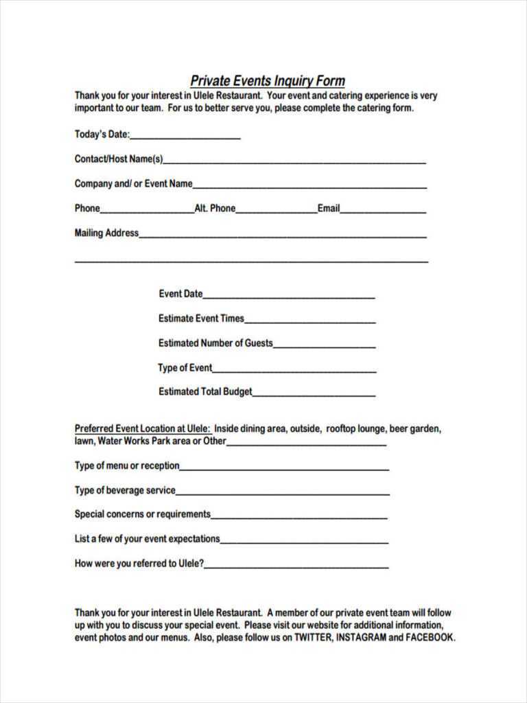 6+ Event Inquiry Form Samples – Free Sample, Example Format throughout ...
