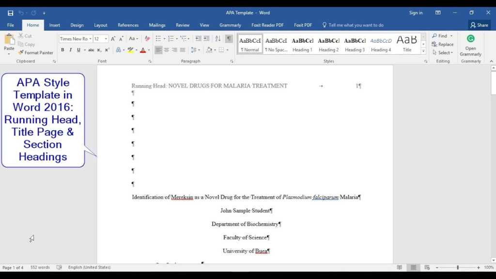 Apa Style (6Th Edition): How To Make A Template With Running Head ...
