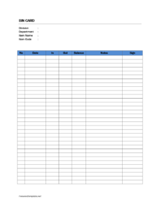 Bin Card regarding Bin Card Template – Atlantaauctionco.com