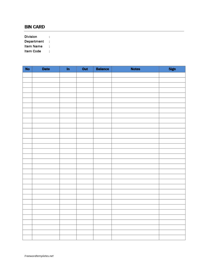 Bin Card regarding Bin Card Template – Atlantaauctionco.com