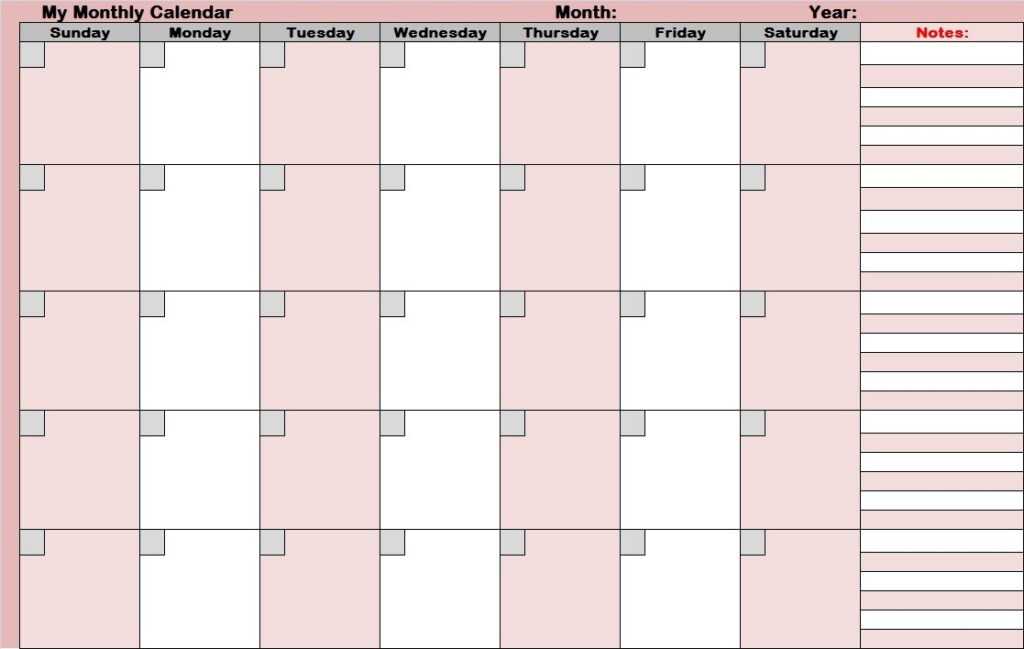 Blank Activity Calendar Template – Free Calendar Collection with Blank ...