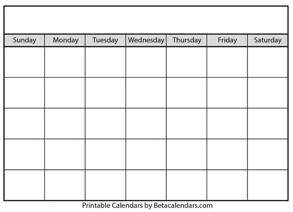 Blank Calendar – Beta Calendars pertaining to Blank Calender Template ...