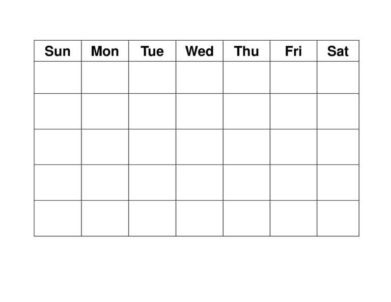 Blank Weekly Calendars Printable | Calendar Template in Blank Activity ...
