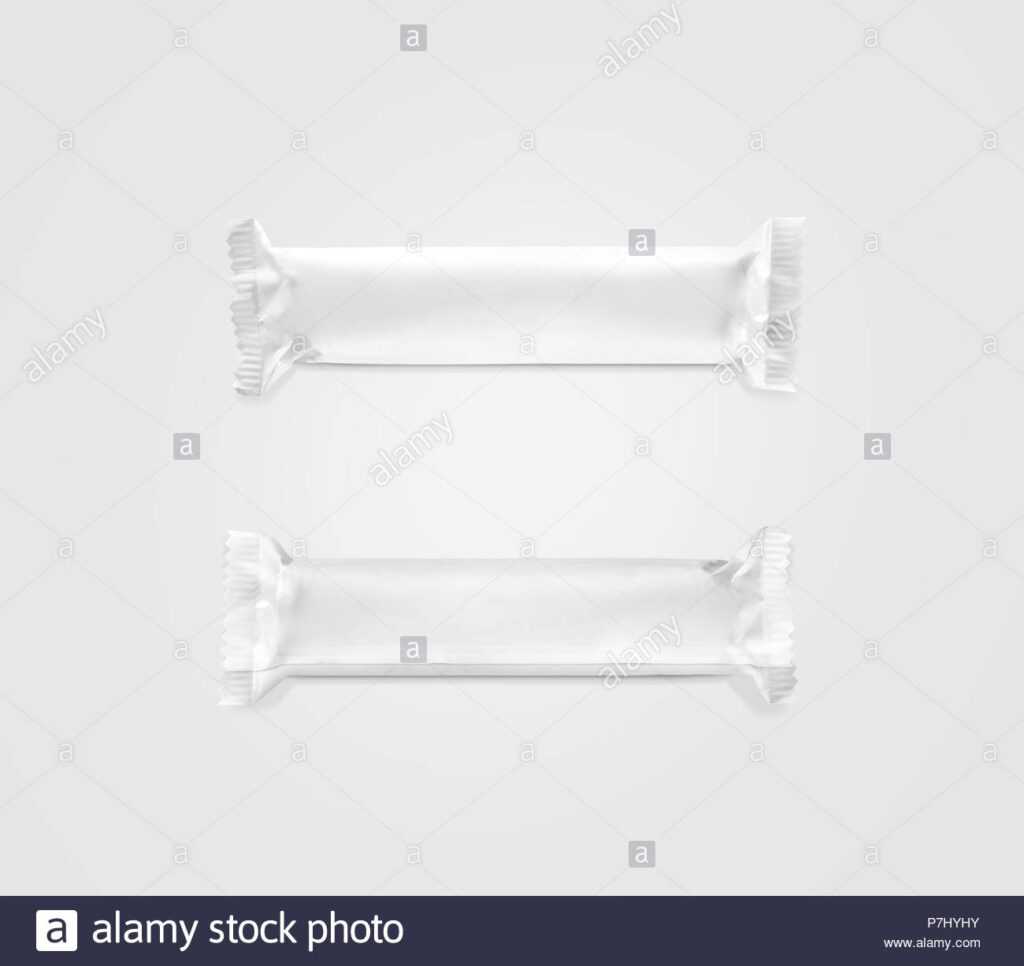 Blank White Candy Bar Plastic Wrap Mockup Top And Back Side in Blank ...