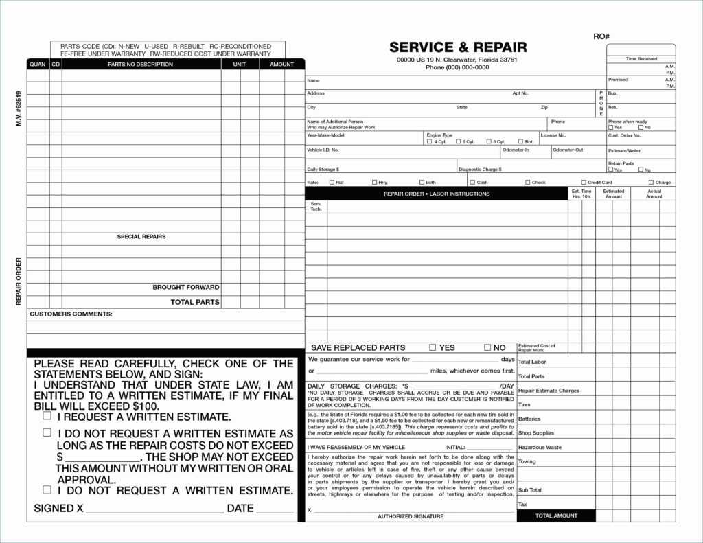 Body Shop Invoice Template Example Estimate Form Ordinary 50 regarding ...