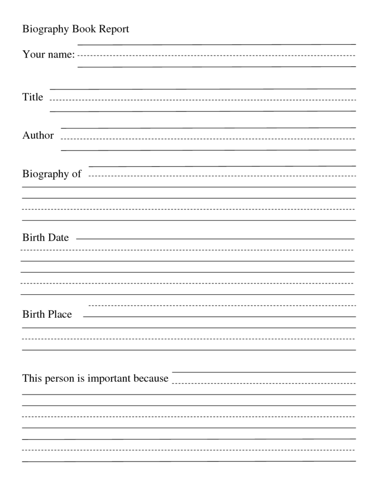 Biography Book Report Template – Atlantaauctionco.com