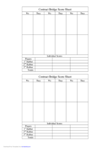 Bridge Score Sheet – 6 Free Templates In Pdf, Word, Excel intended for ...