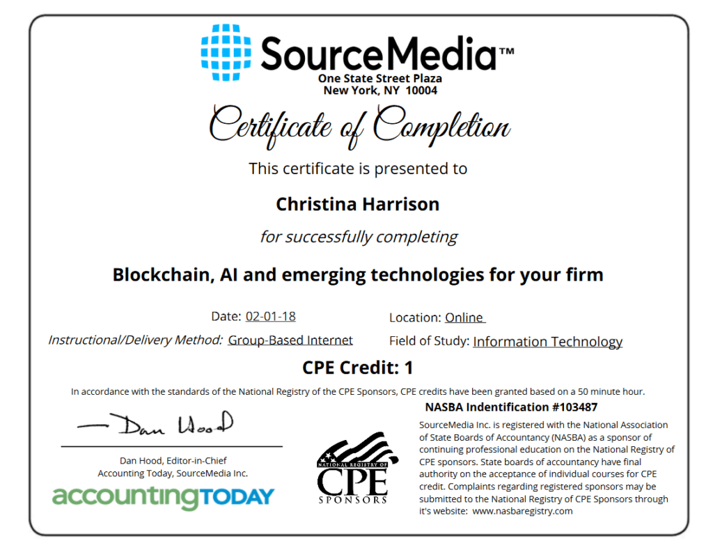 Certificate Examples – Simplecert inside Continuing Education ...