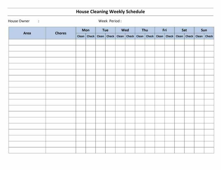 Cleaning Schedule Template | House Cleaning Schedule in Cleaning Report ...