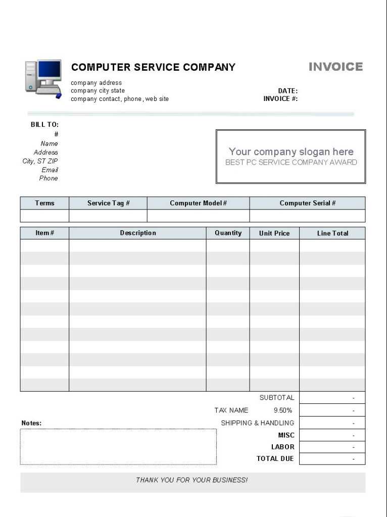Computer Service Invoice Template Word Sample Document regarding ...