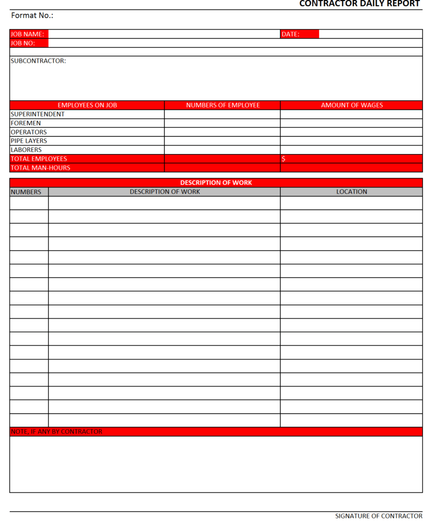 Construction Daily Report Template Excel | Ahmed | Report within ...