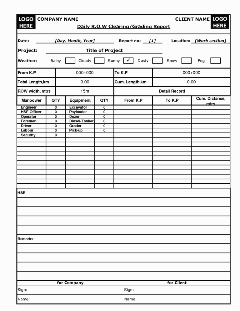 Construction Daily Report Template Excel Why It Is Not The within ...