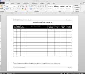 Corrective Action Log Iso Template | Qp1040-2 with regard to Software ...