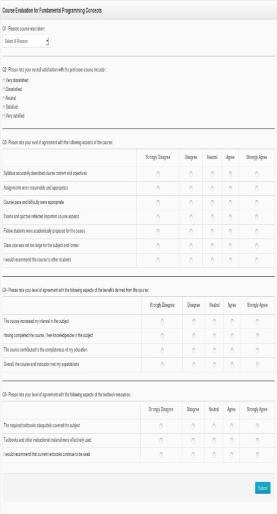 Course Evaluation Form In Word And Pdf Formats Questions Te for Student ...