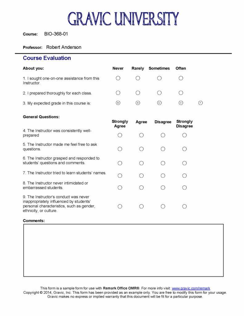Course Evaluation Template Word | Template Modern Design Regarding ...