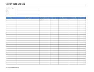 Credit Card Use Log Template | Excel Templates | Excel within Credit ...