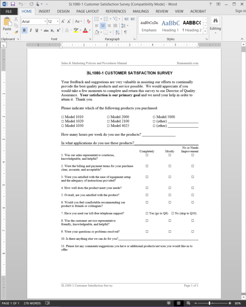 Customer Satisfaction Report Template | Atlantaauctionco.com