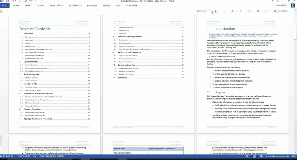 Disaster Recovery Plan Template (Ms Word+Excel) – Templates pertaining ...