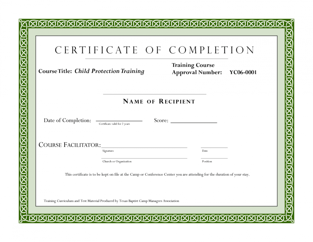Editable Sample Certificate For Training Completion in Fall Protection ...