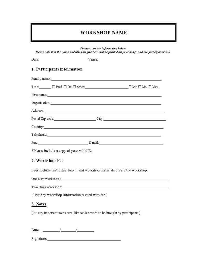 Seminar Registration Form Template Word – Atlantaauctionco.com