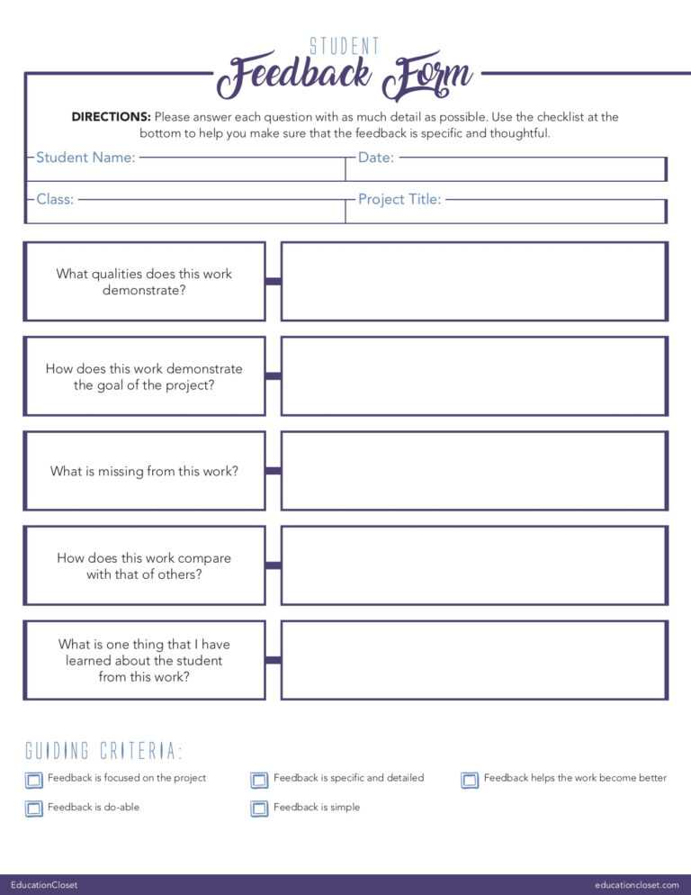 Feedback Forms – Hizir.kaptanband.co within Student Feedback Form ...