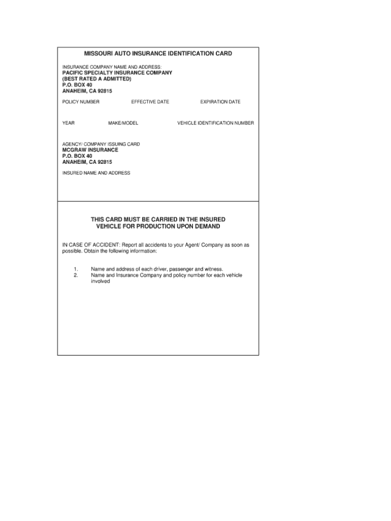 Fillable Online Fax Email Print – Pdffiller for Auto Insurance Id Card ...