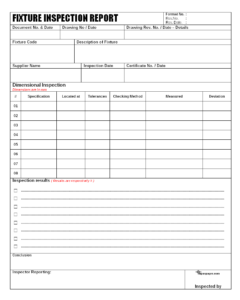 Fixture Inspection Documentation For Engineering – within Engineering ...