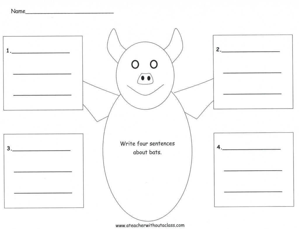 Four-Square Writing Template For A Bat | Bat Ideas | Second intended ...