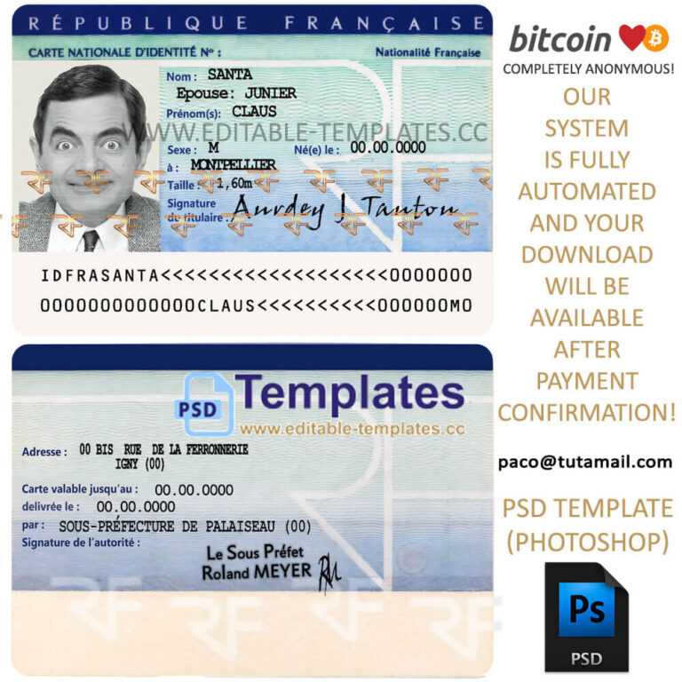 France Id Template in French Id Card Template – Atlantaauctionco.com