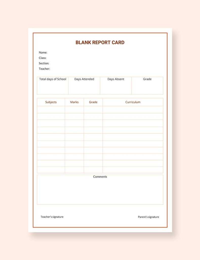 Free Blank Report Card | No | Report Card Template, School in Blank ...