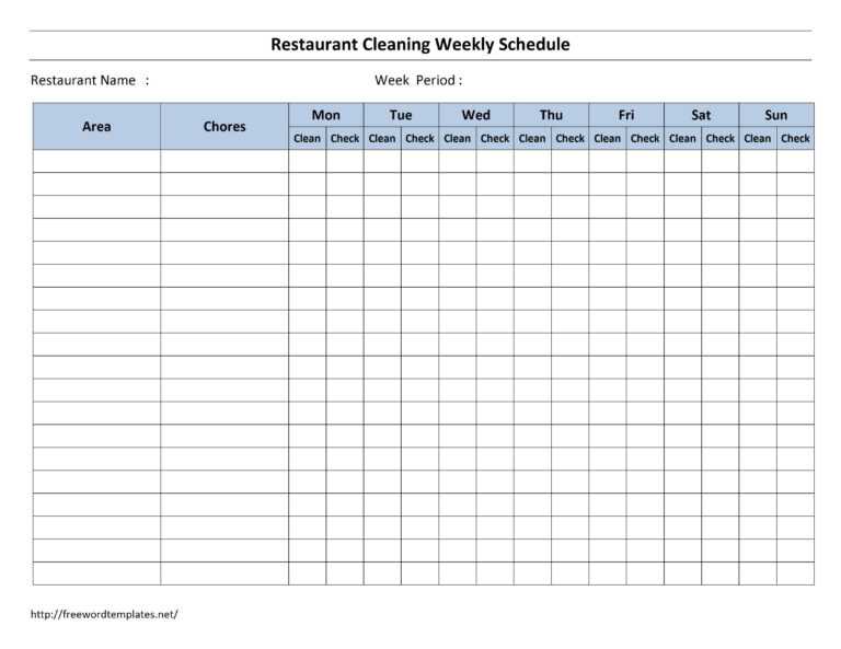 Blank Cleaning Schedule Template – Atlantaauctionco.com